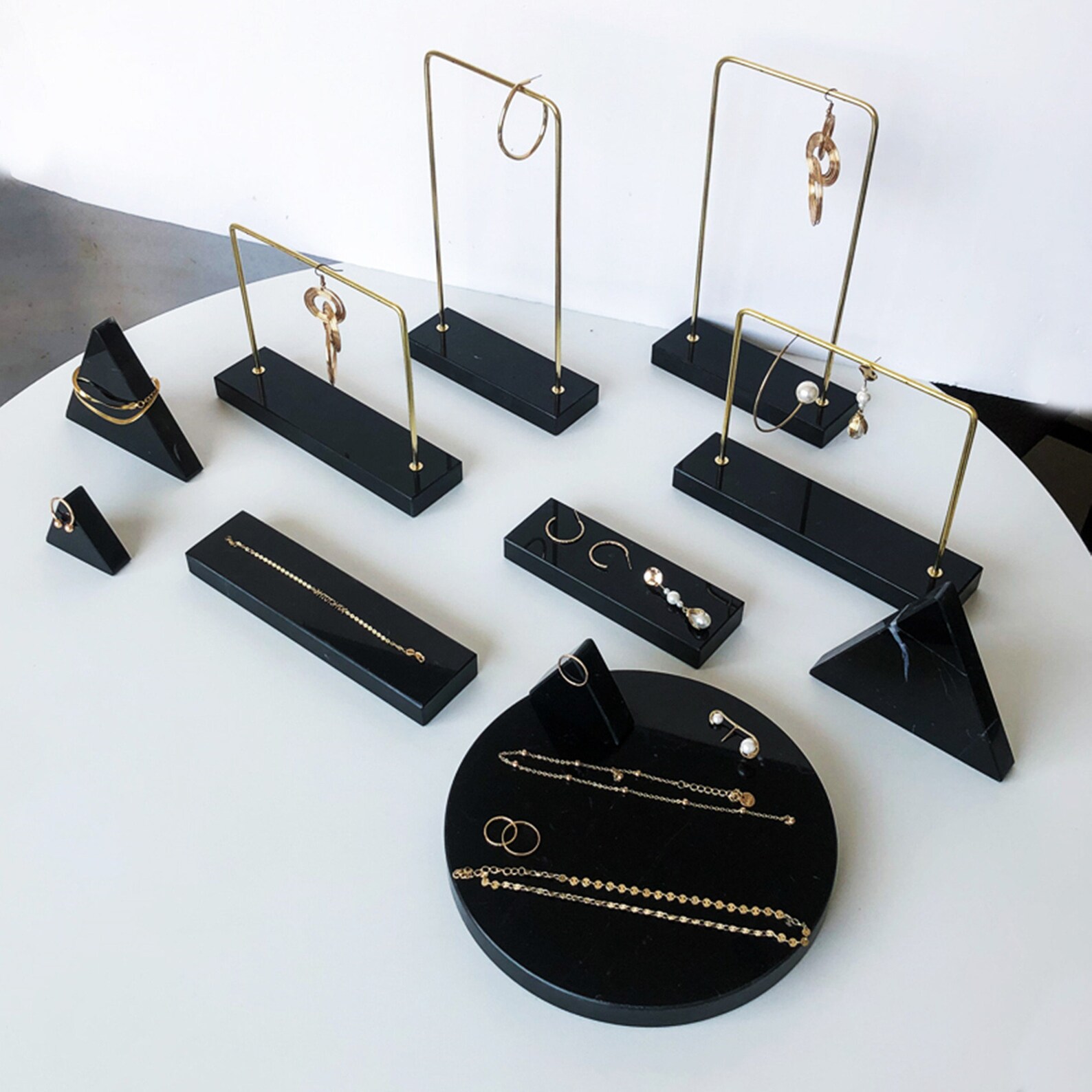 Black marble jewelry organizer stand black marble jewelry | Etsy