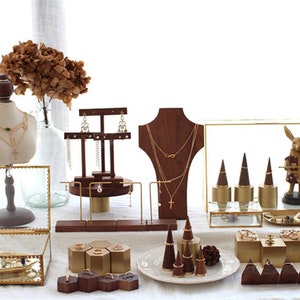 Walnut Wood Jewelry Display, Wood Ring Stand Holder, Wood Earring ...