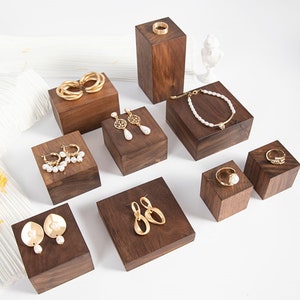 Walnut Wood Jewelry Display, Wooden Jewelry Organizer Stand, Ring Stand ...