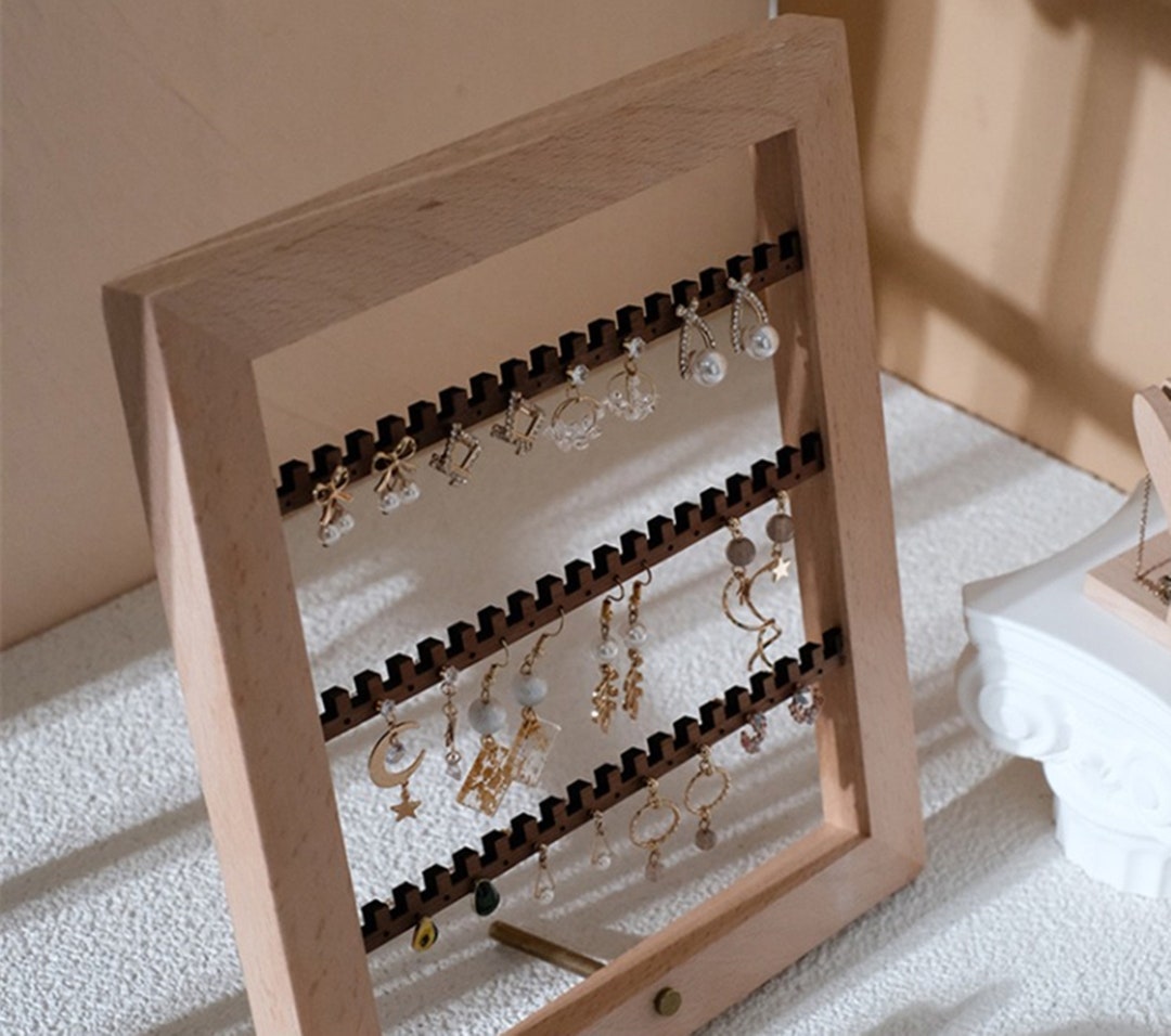 Wood Earring Display, Earring Holder, Wood Earring Organizer, Wooden ...