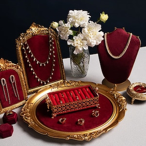 Red Jewelry Display Frame, Necklace Display Stand, Earring Display ...