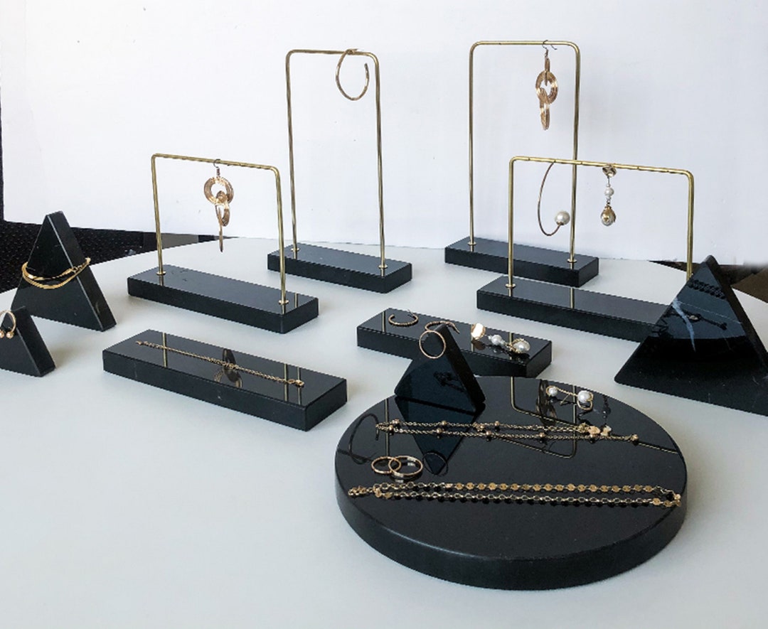 Black Marble Jewelry Organizer Stand, Black Marble Jewelry Display ...