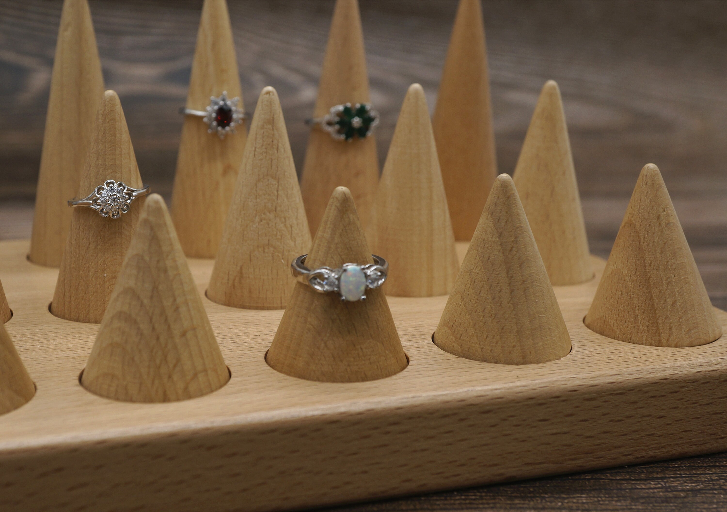 Wood Ring Holder Cone Ring Display Wooden Jewelry Organizer | Etsy