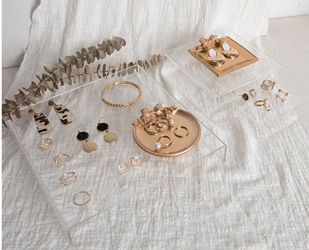 Clear Acrylic Jewelry Display, Jewelry Display Tray, White Jewelry ...