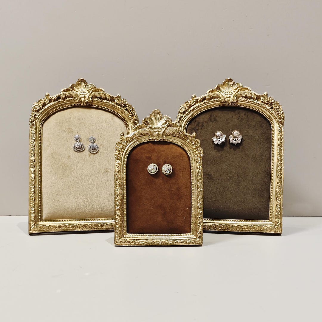 Velvet Brown Jewelry Display Frame, Earring Display Stand, Earring ...