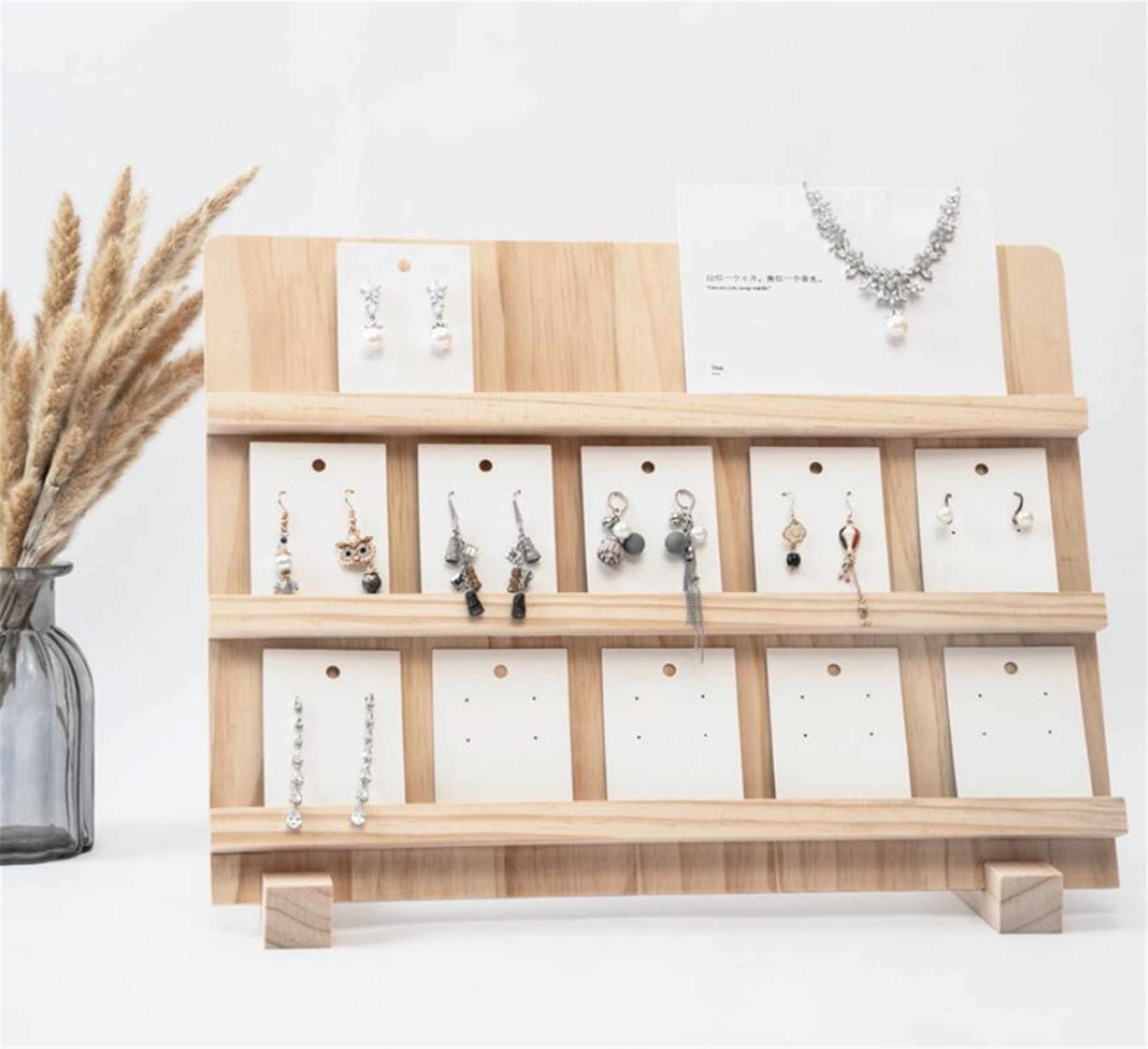 Walnut wood earring display earring card holder wood earring | Etsy