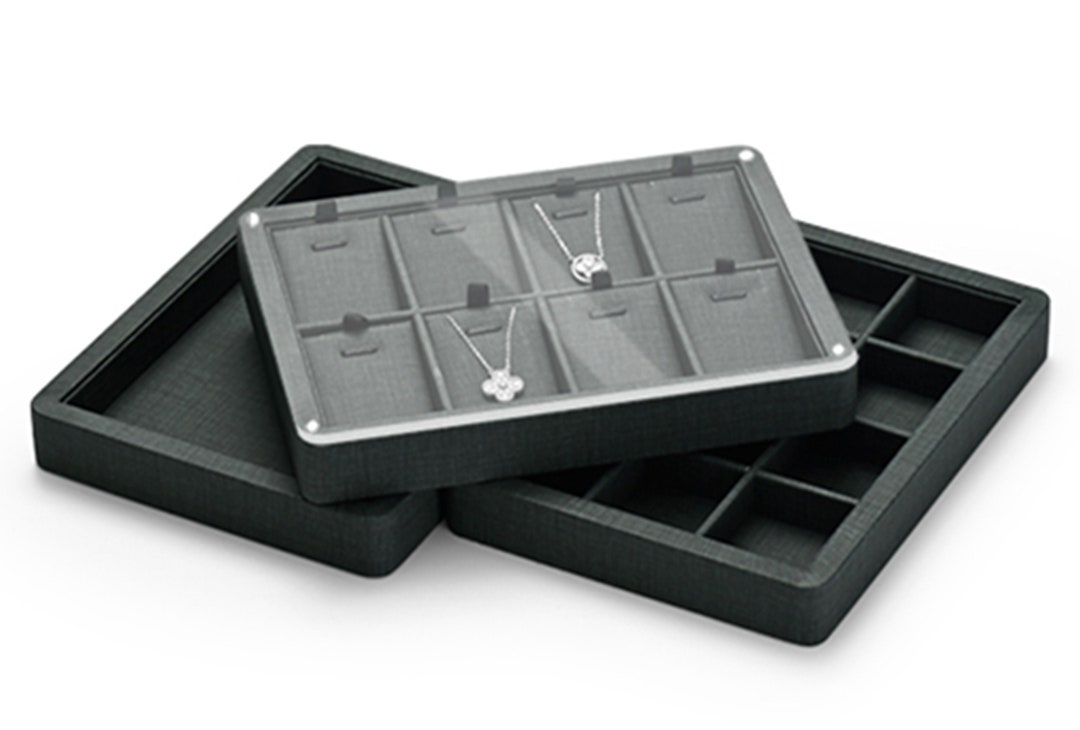 Jewelry Box With Lid , Pendant Display Trays, Grey Jewelry Display Tray ...