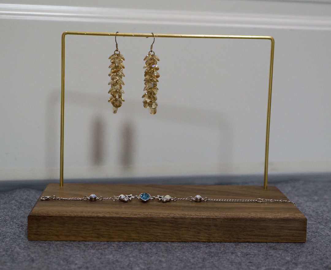 Walnut Wood Jewelry Display Set, Wooden Jewelry Organizer Stand, Ring ...