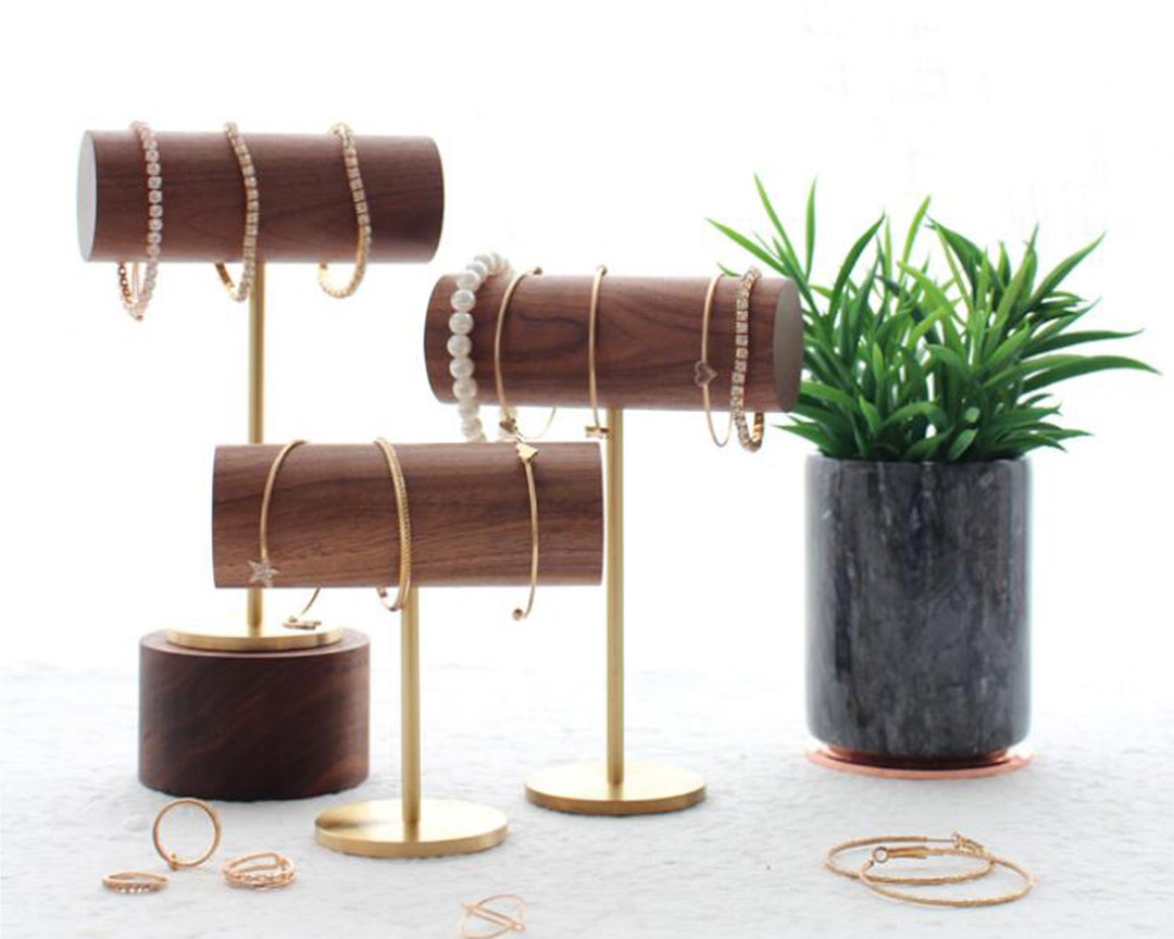 Walnut Wood Bracelet Display, Wooden Jewelry Display, Wooden Jewelry ...
