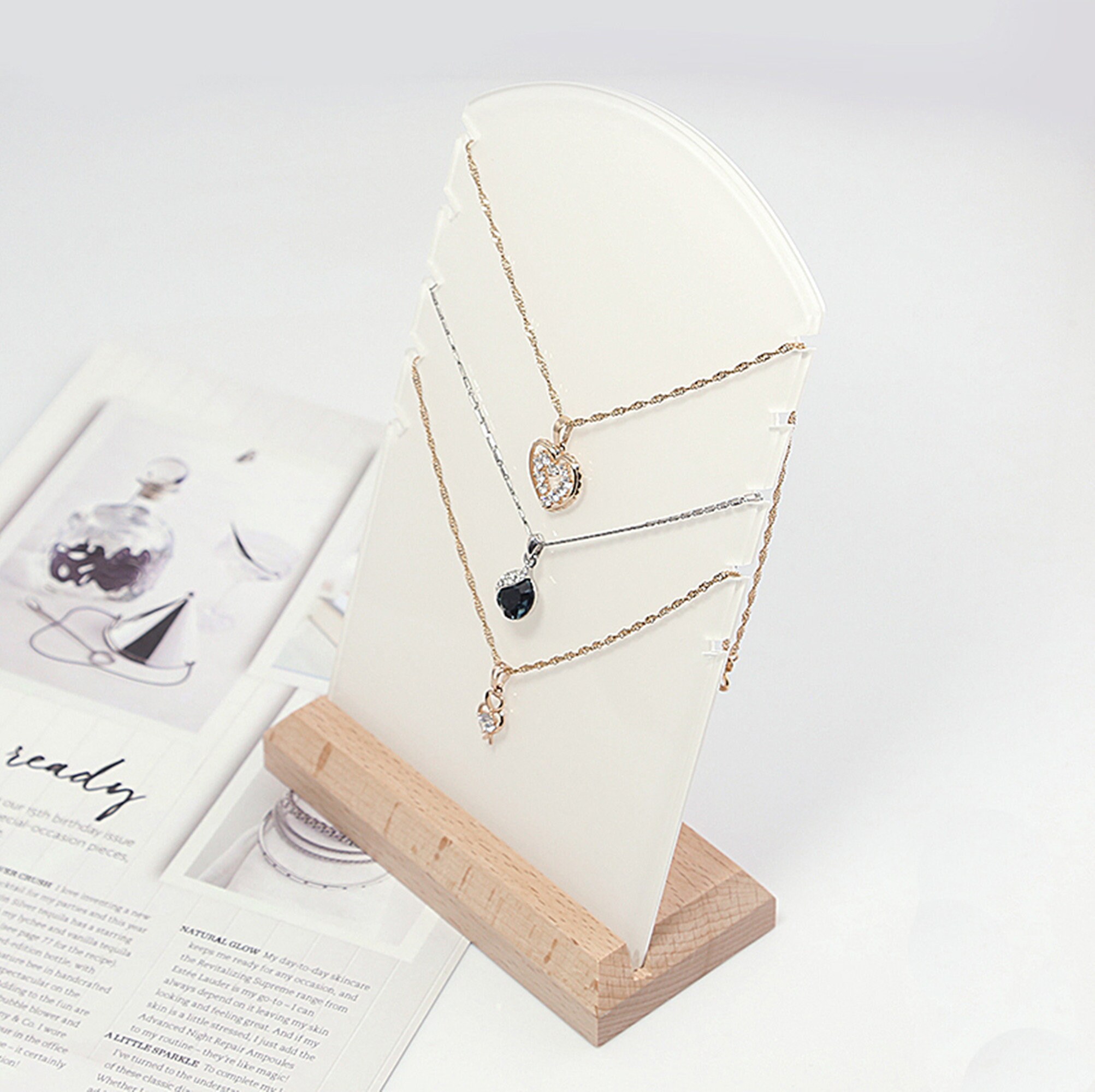 Acrylic jewelry display wooden jewelry organizer stand | Etsy