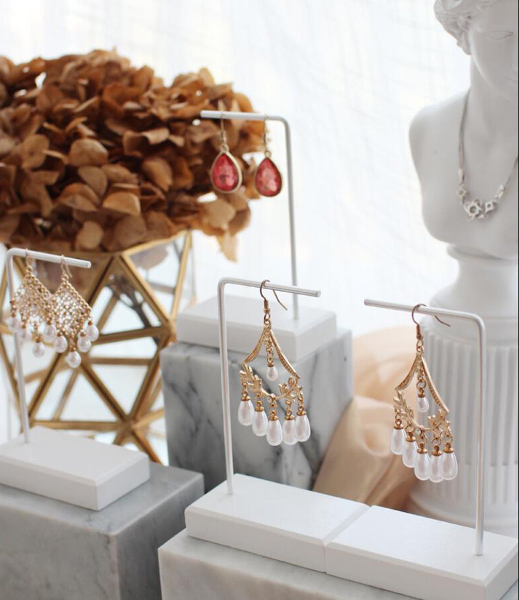 White Marble Jewelry Display White Jewelry Organizer Stand | Etsy