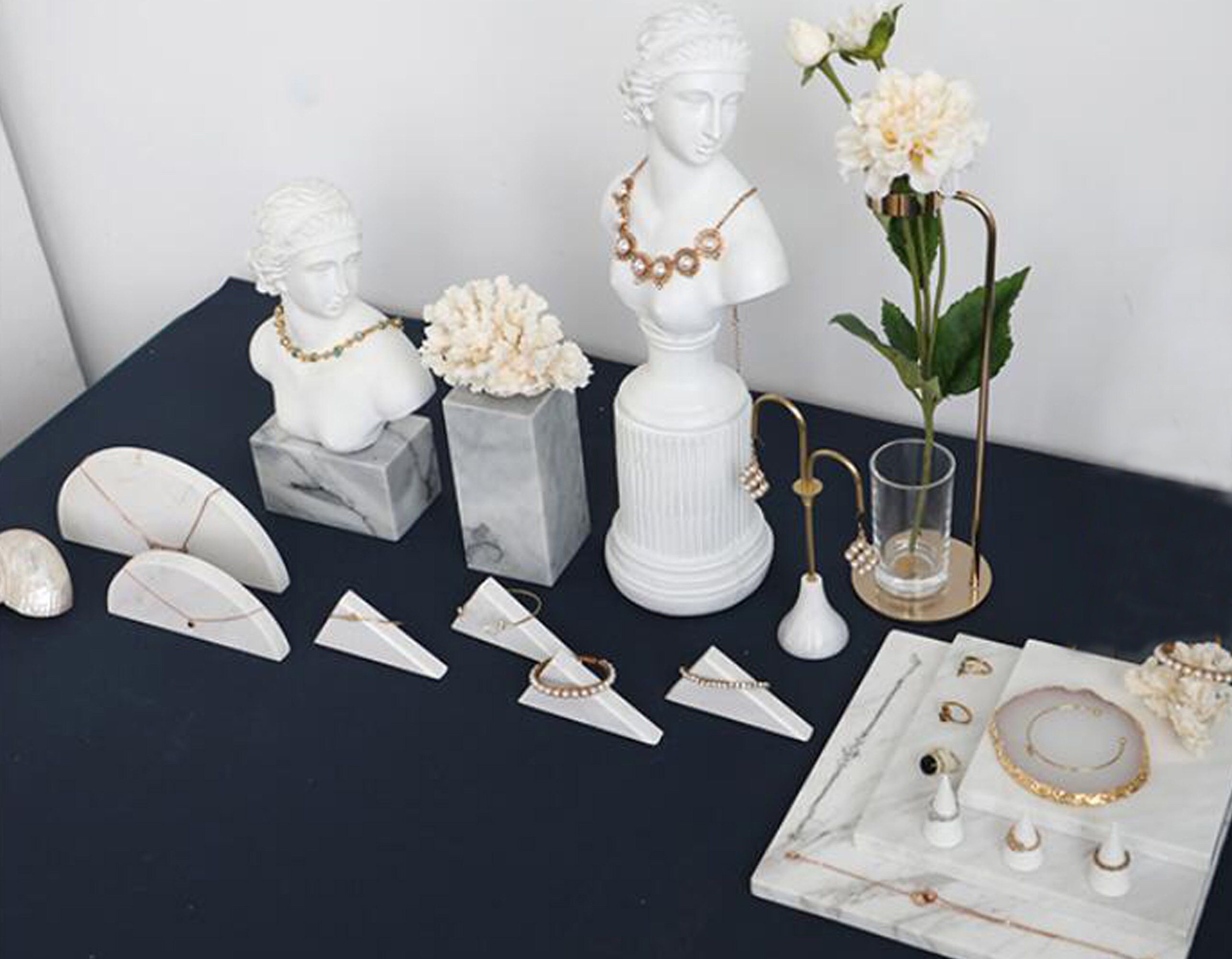 White marble jewelry display white jewelry organizer stand | Etsy