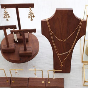 Walnut Wood Jewelry Display, Wood Ring Stand Holder, Wood Earring ...