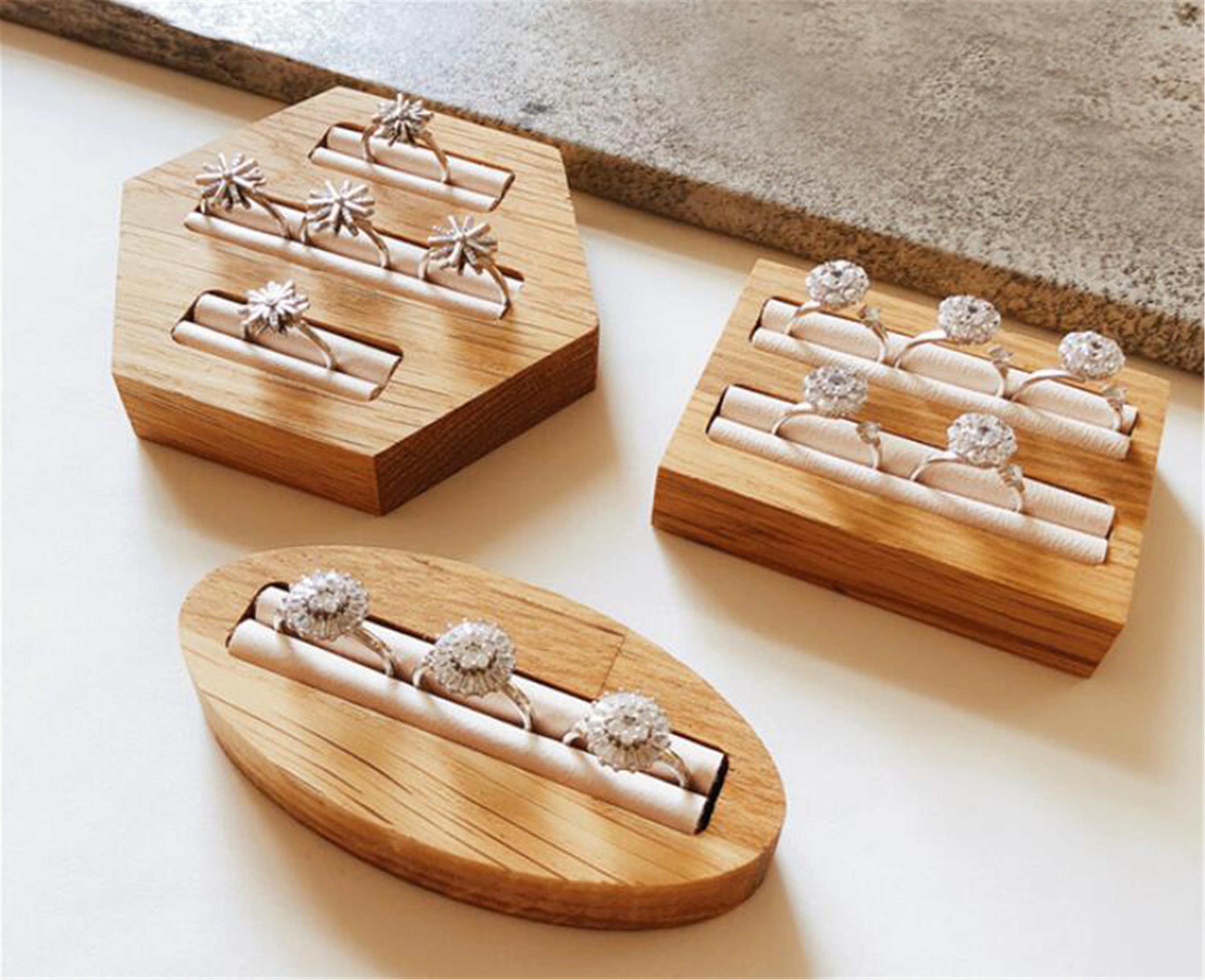 Ash Wood Ring Display, Jewelry Organizer Stand, Ring Stand Holder ...