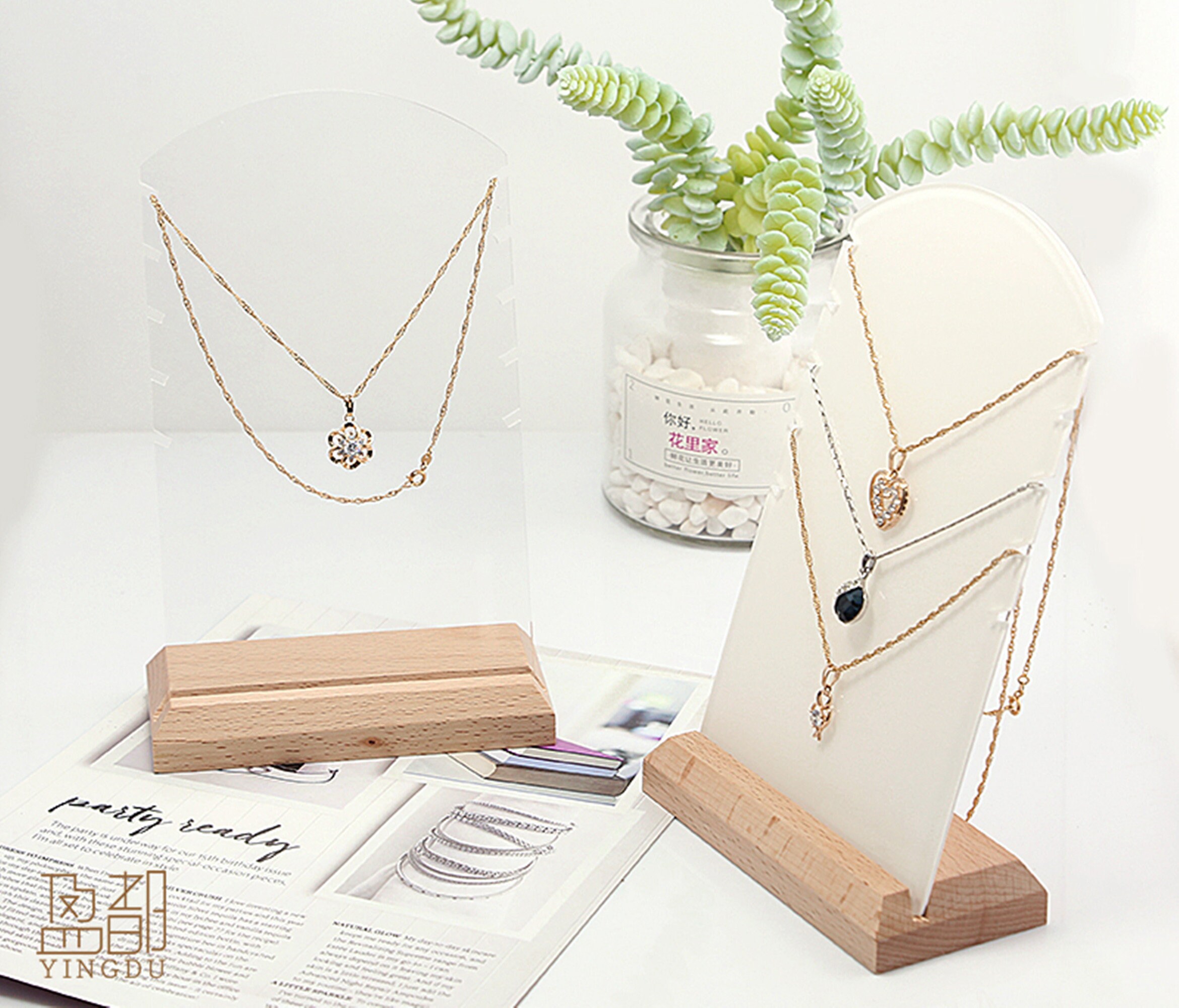 Acrylic jewelry display wooden jewelry organizer stand | Etsy