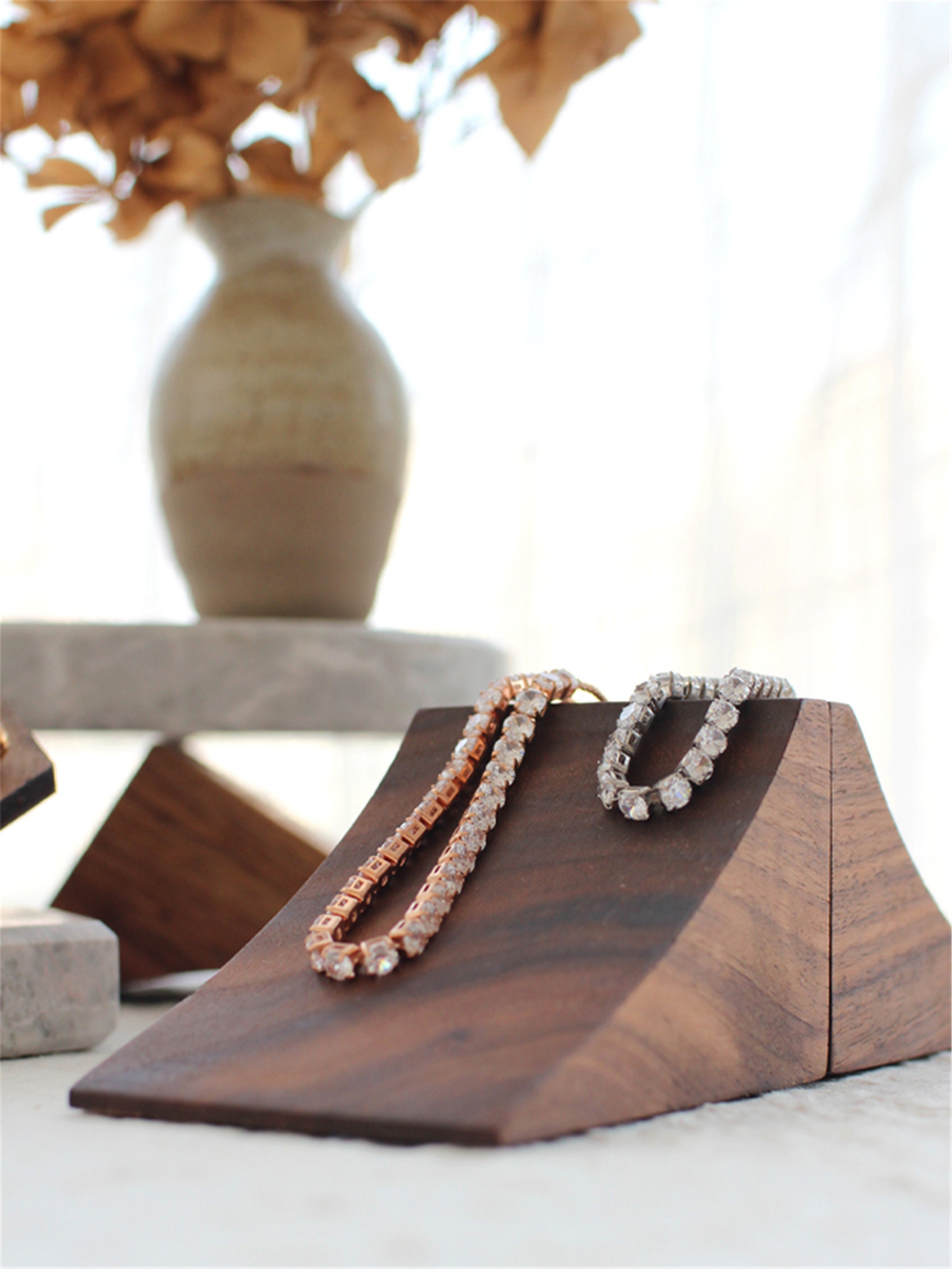 Walnut Wood Earring Display Wood Earring Holder Wooden | Etsy