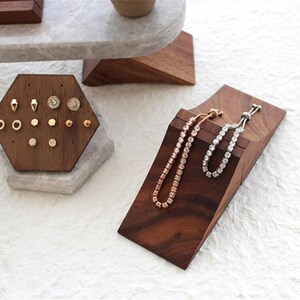 Walnut Wood Earring Display, Wood Earring Holder, Wooden Jewelry ...