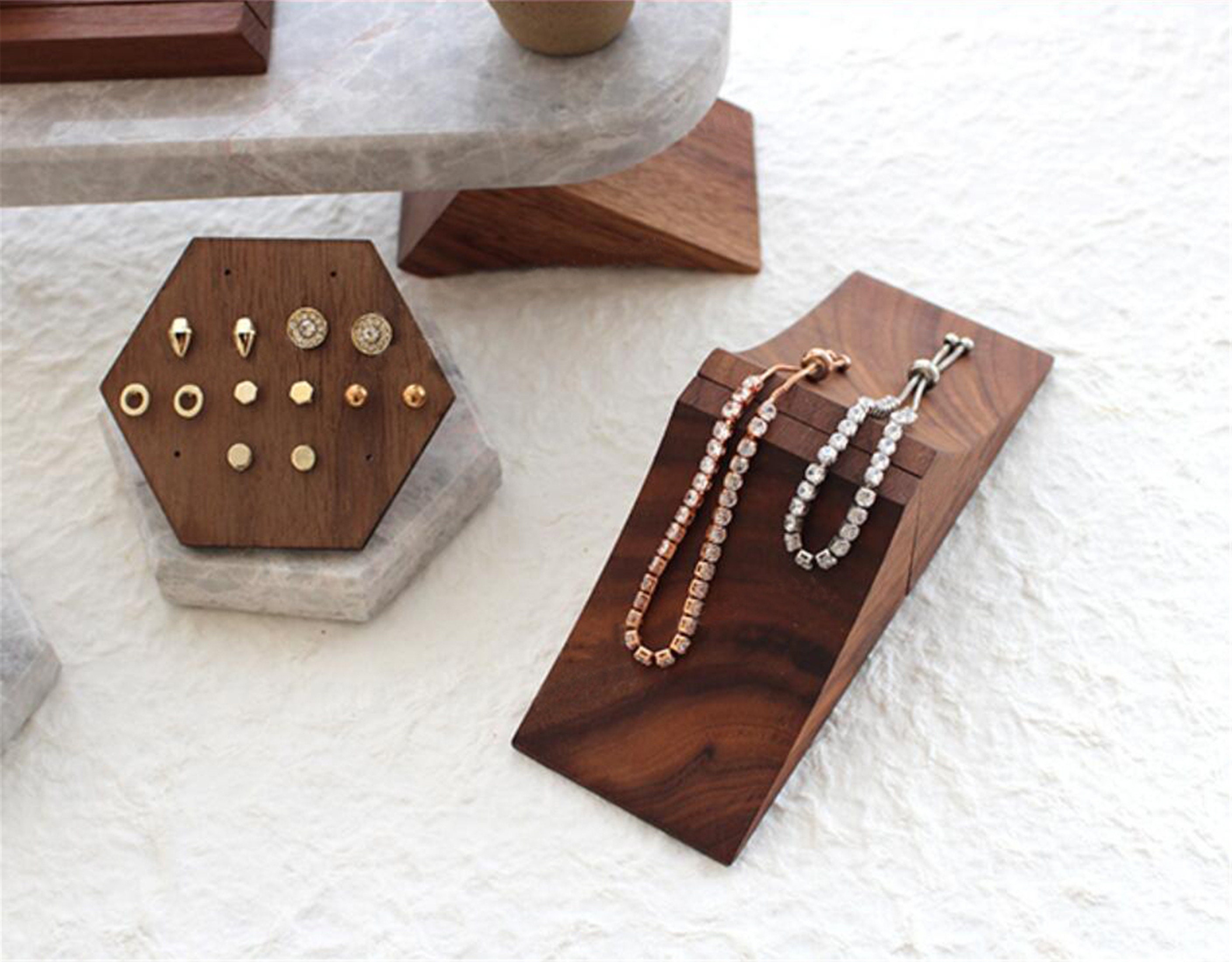 Walnut Wood Earring Display Wood Earring Holder Wooden | Etsy