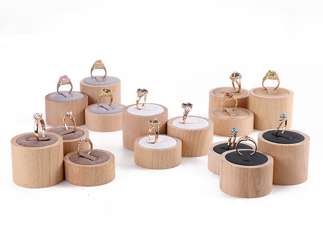 Set of 3 Wood Ring Display, Jewelry Organizer Stand, Ring Stand Holder ...