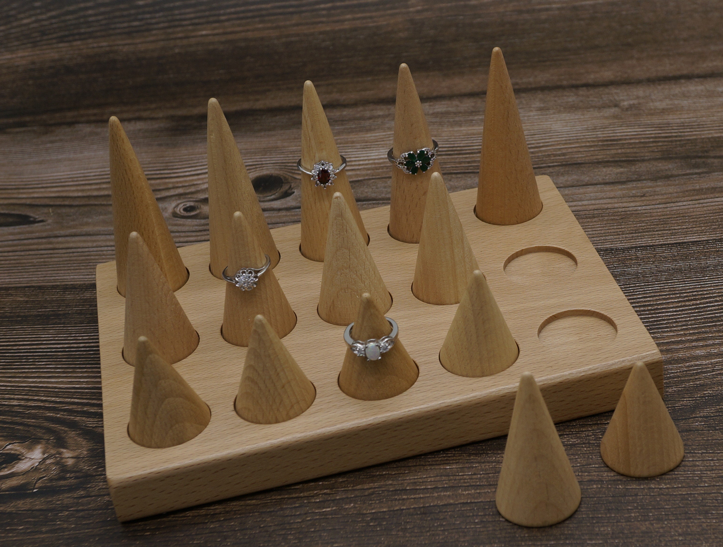 Wood Ring Holder Cone Ring Display Wooden Jewelry Organizer | Etsy