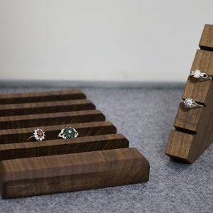 Walnut Wood Jewelry Display, Wooden Jewelry Organizer Stand, Ring Stand ...