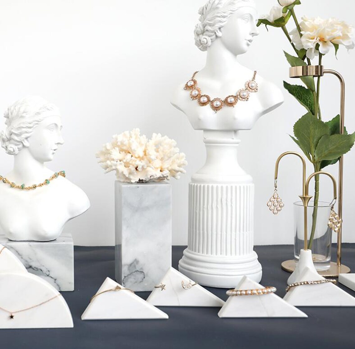 White Marble Jewelry Display White Jewelry Organizer Stand - Etsy