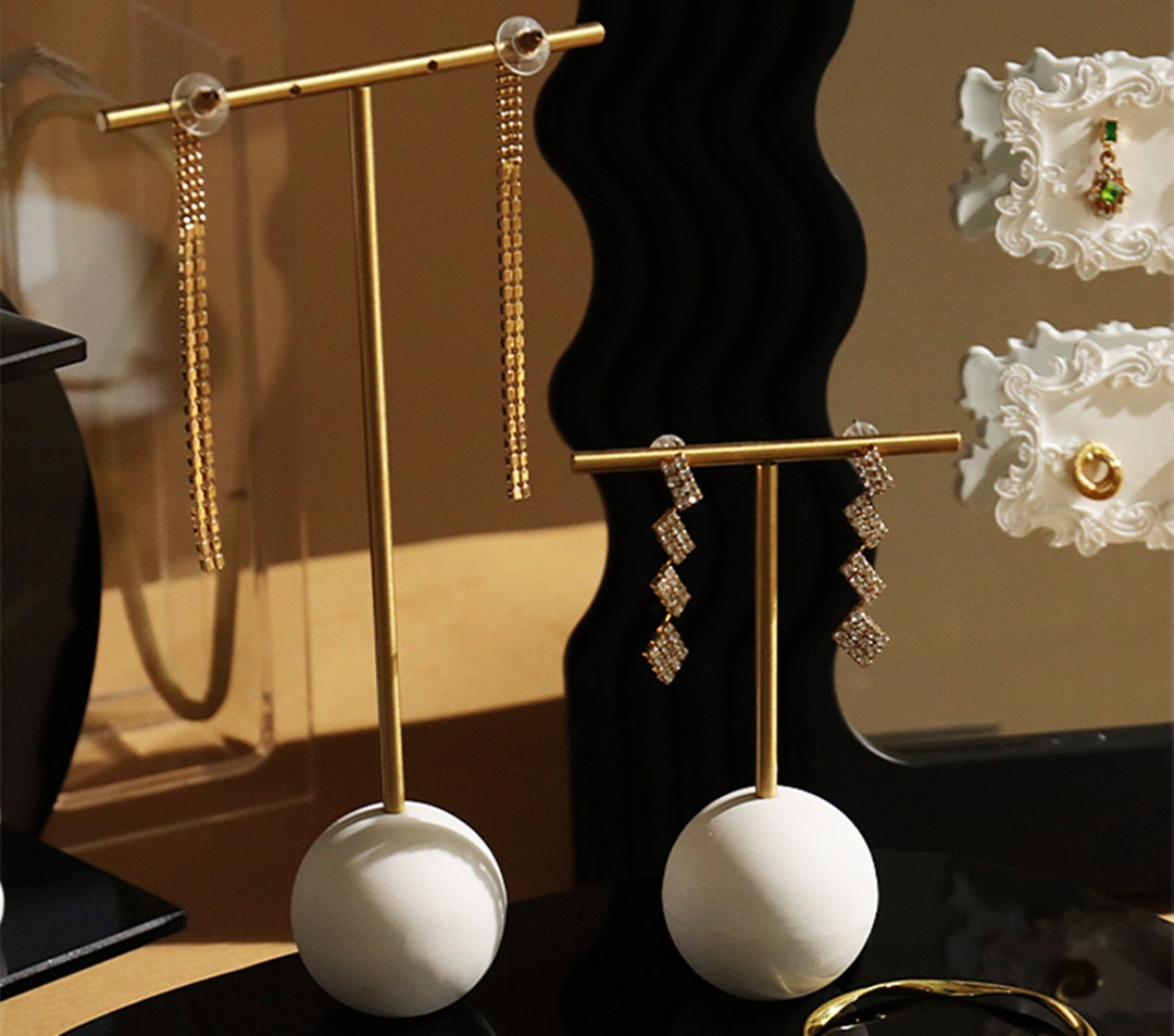 White Gypsum Earring Display, White Jewelry Organizer Stand, White ...