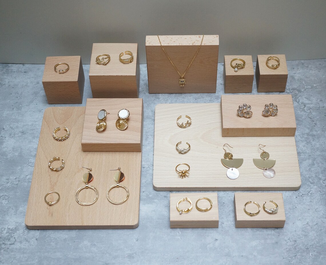 Natural Wood Jewelry Display Set,jewelry Display Blocks DS2083 - Etsy