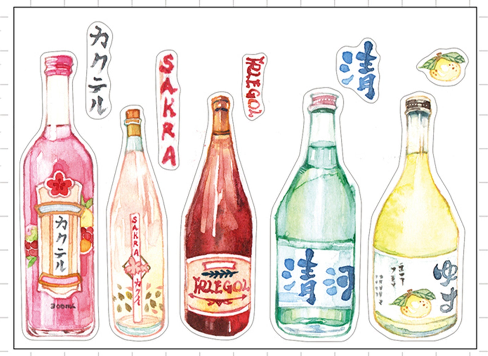 Japanese Drinks Sticker Sheets Sake Stickers Pack Decorative | Etsy