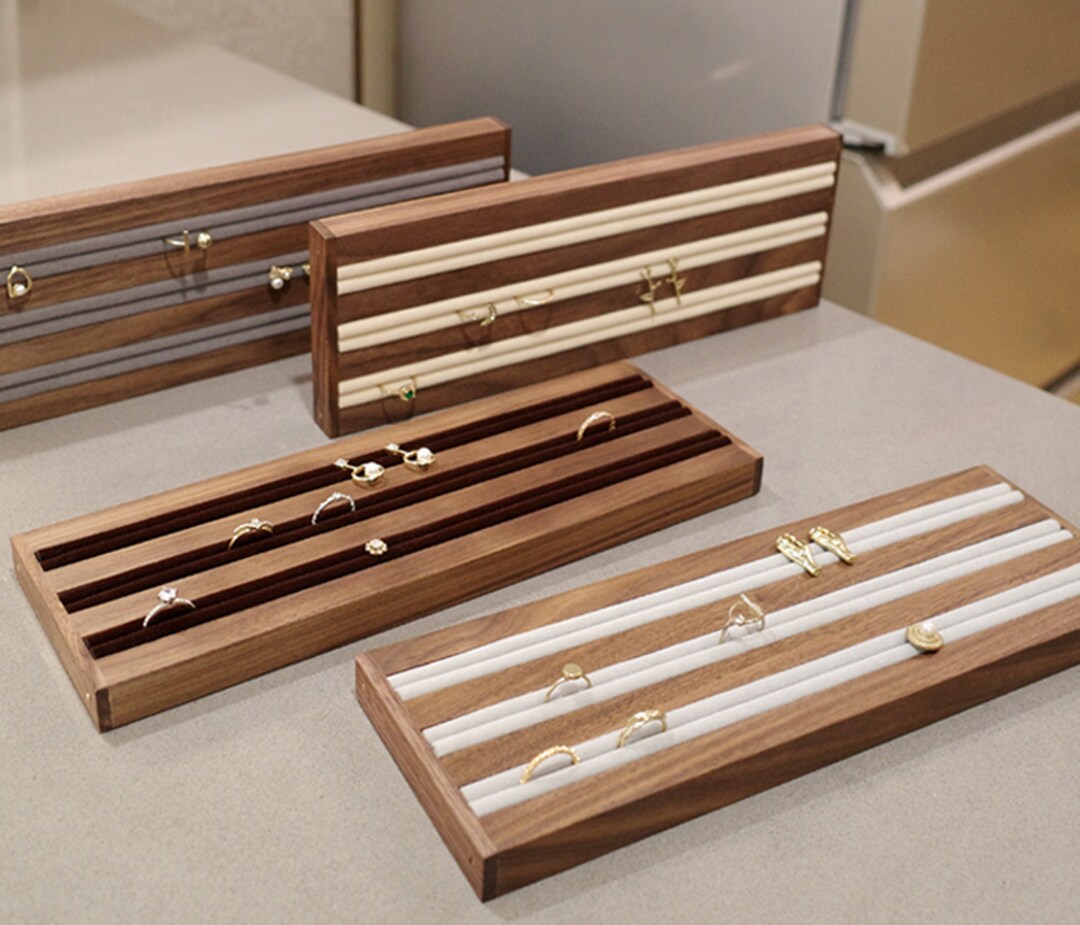 Black Walnut Ring Display, Jewelry Organizer Stand, Ring Stand Holder ...