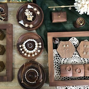 Walnut Wood Jewelry Display, Wood Ring Stand Holder, Wood Bracelet ...