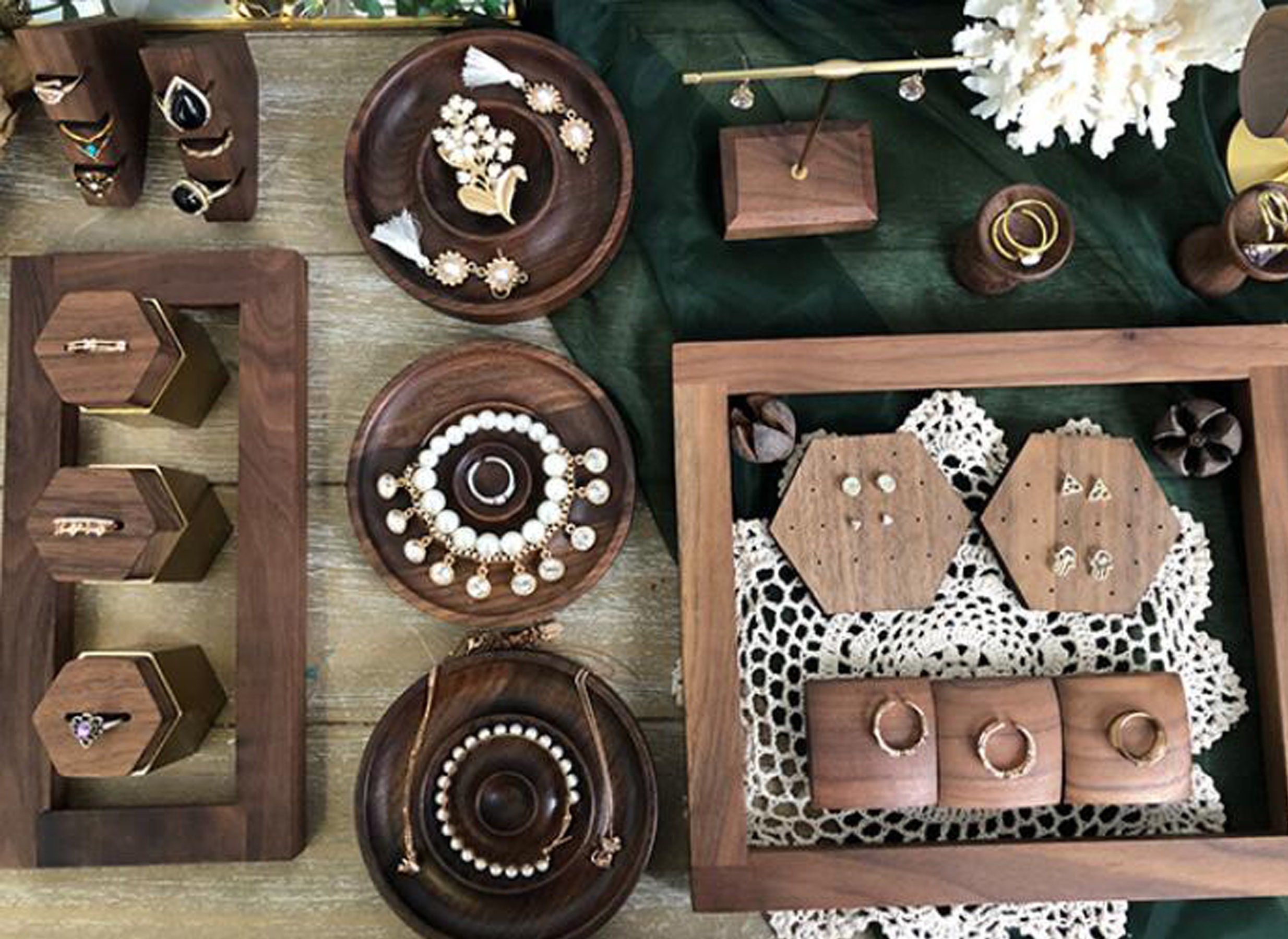 Walnut Wood Jewelry Display Wood Ring Stand Holder Wood | Etsy