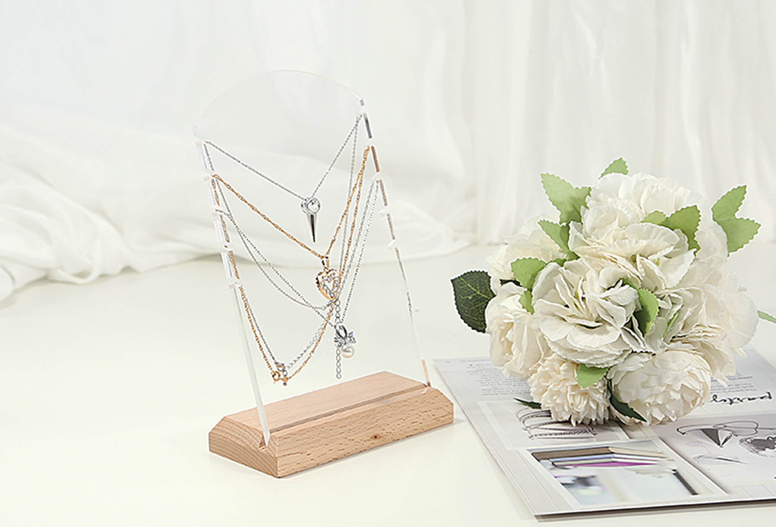 Acrylic jewelry display wooden jewelry organizer stand | Etsy