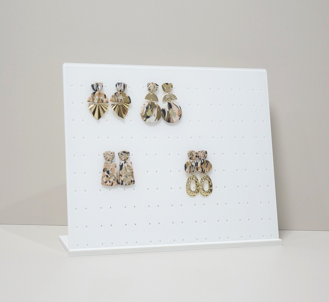 Acrylic Earrings Display, White Earring Stand, Jewelry Organizer Stand ...