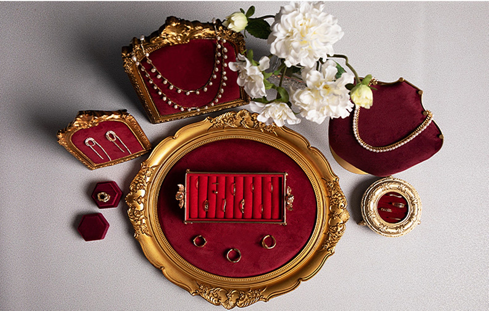 Red Jewelry Display Frame, Necklace Display Stand, Earring Display ...