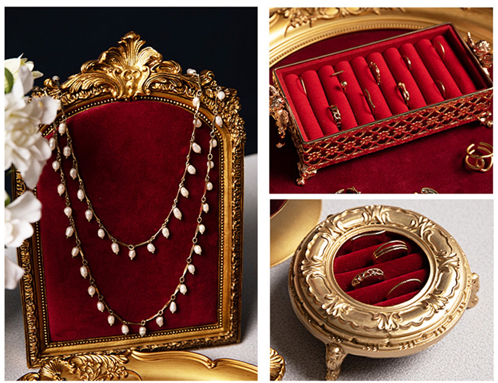 Red Jewelry Display Frame, Necklace Display Stand, Earring Display ...