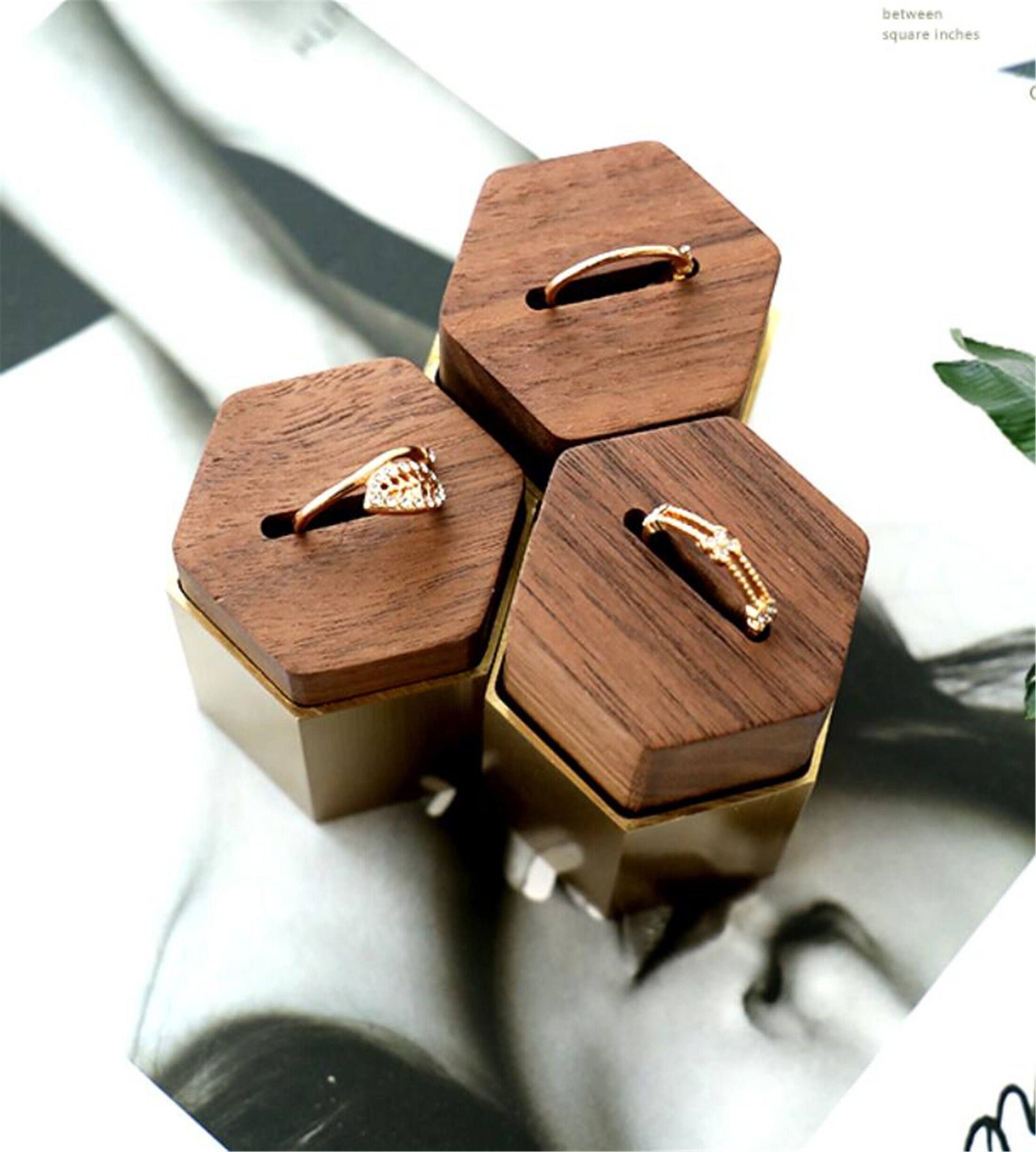 Walnut Wood Ring Display Copper Ring Stand Jewelry Organizer | Etsy