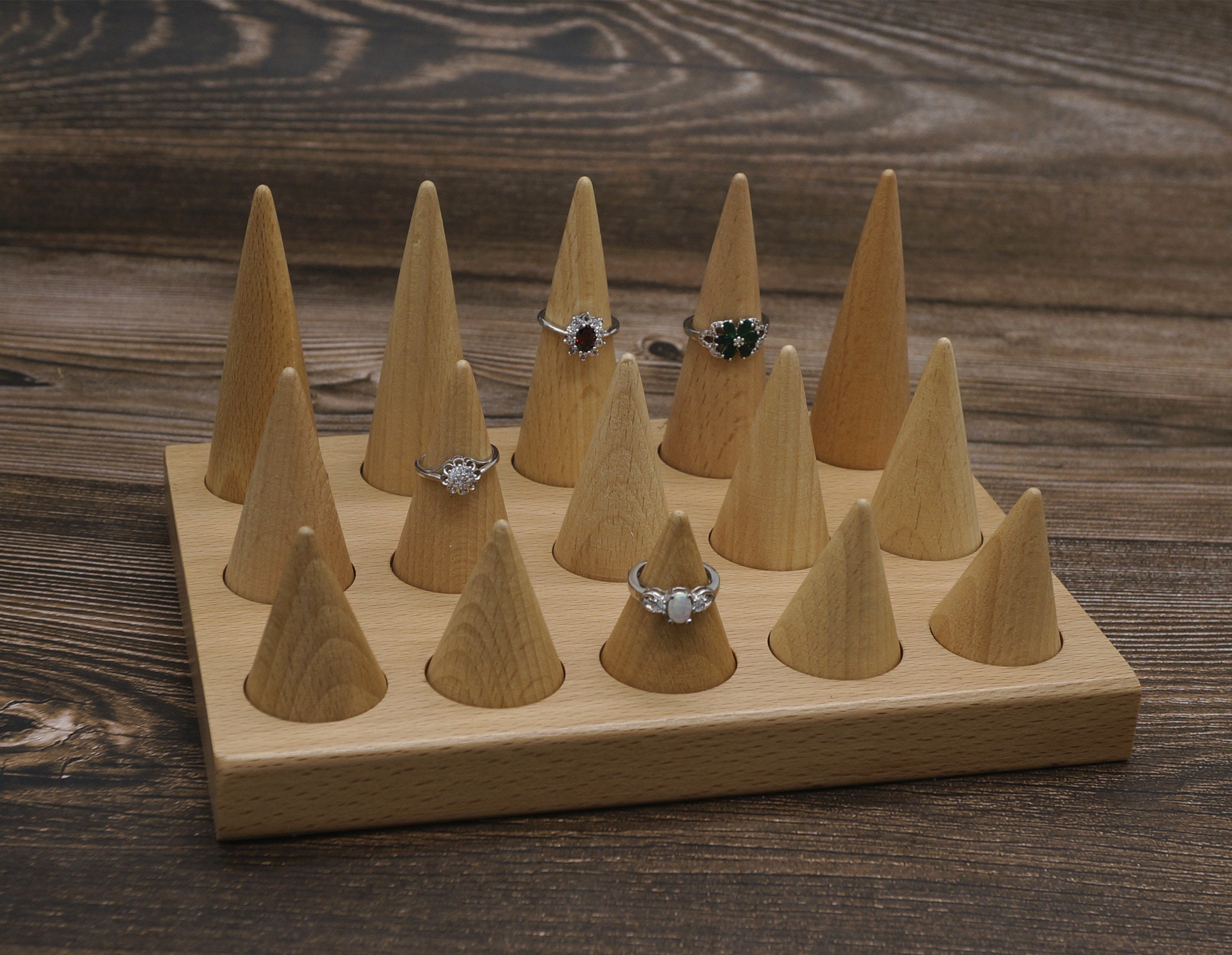 Wood Ring Holder Cone Ring Display Wooden Jewelry Organizer - Etsy