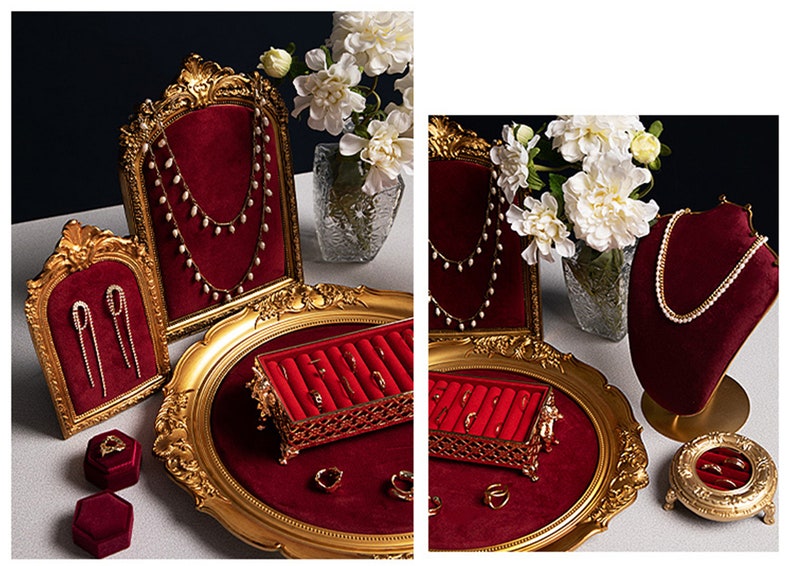 Red Jewelry Display Frame, Necklace Display Stand, Earring Display ...