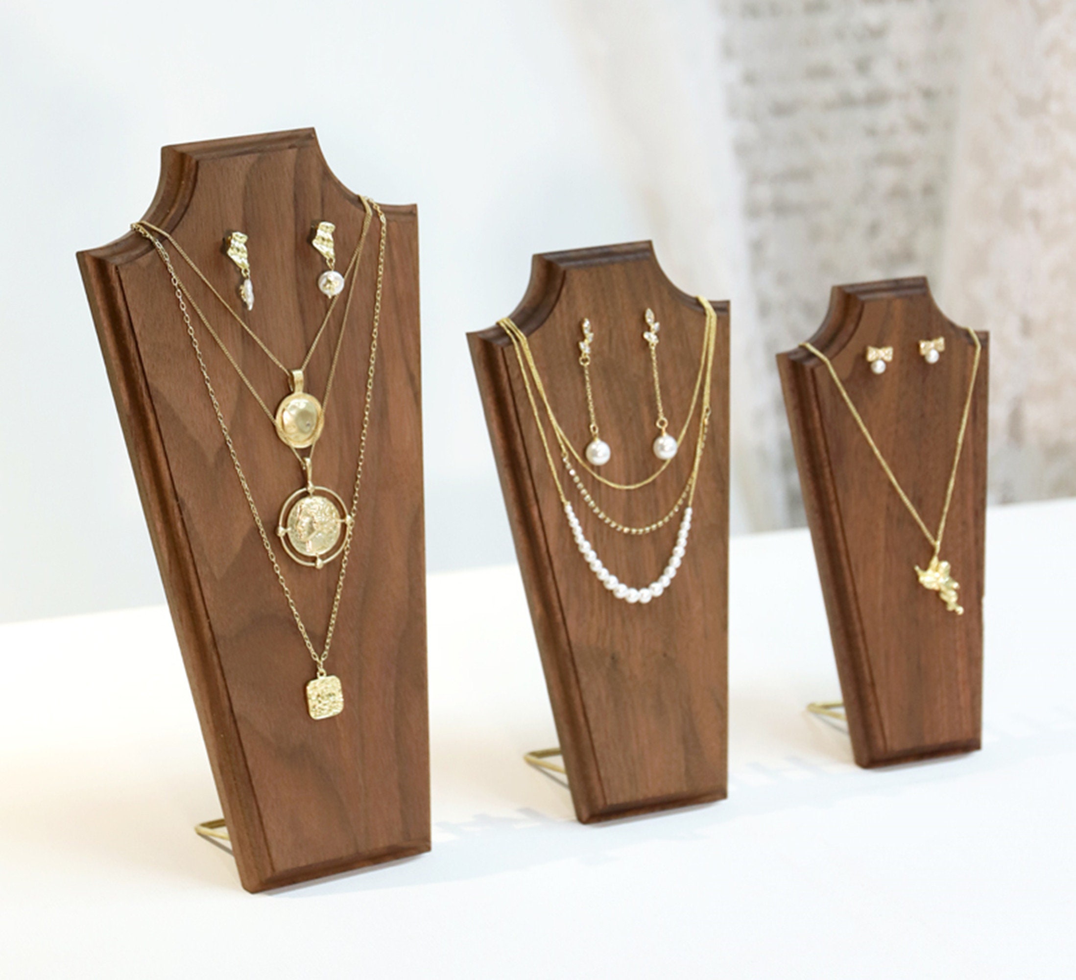 Walnut wood necklace display necklace bust wood necklace | Etsy