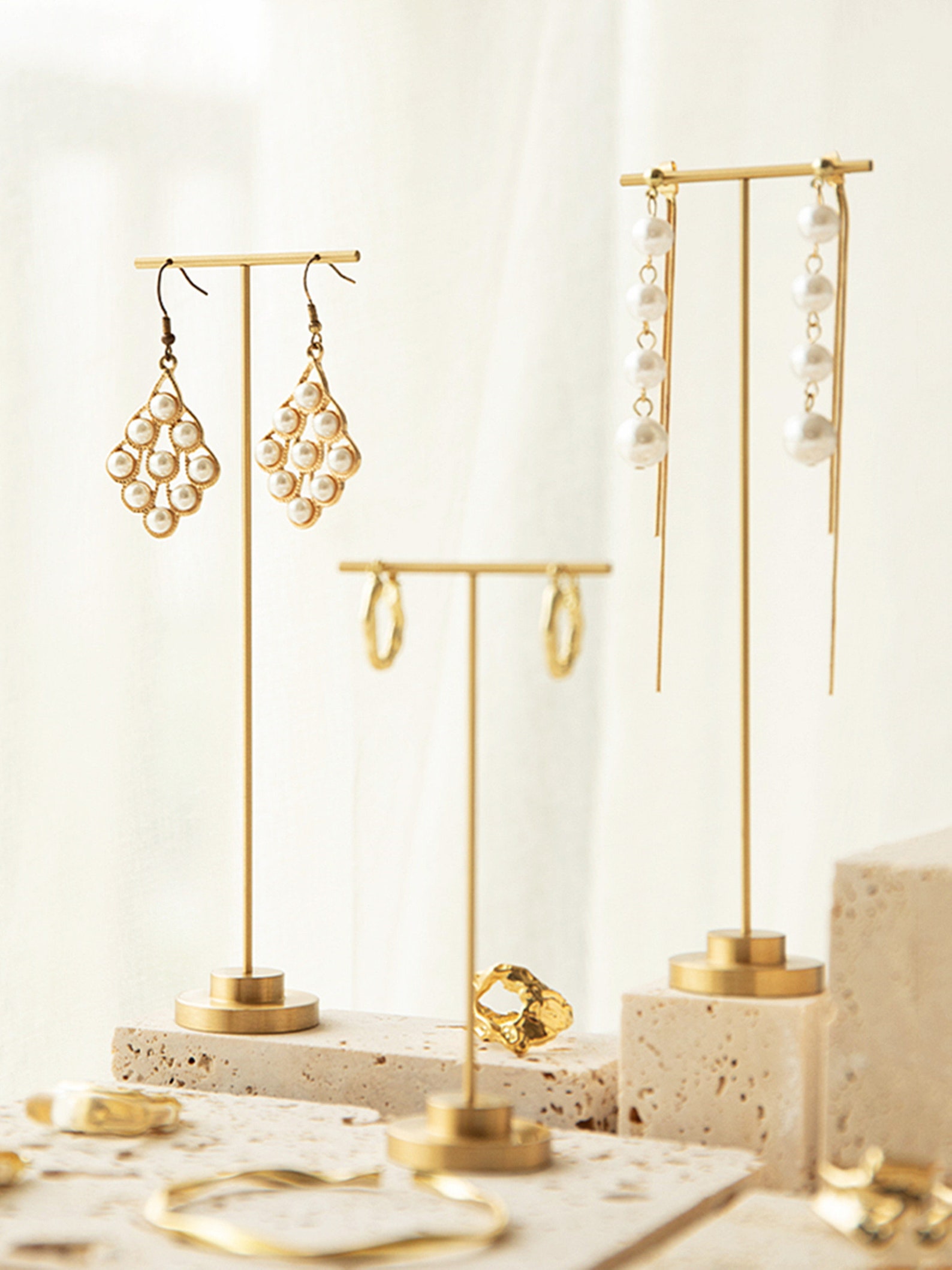 Stone Jewelry Display, Gold Earring Display, T-bar Earring Stand ...