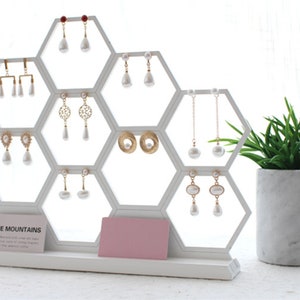 White Earring Display, Wood Earring Display, Earring Stand, White ...