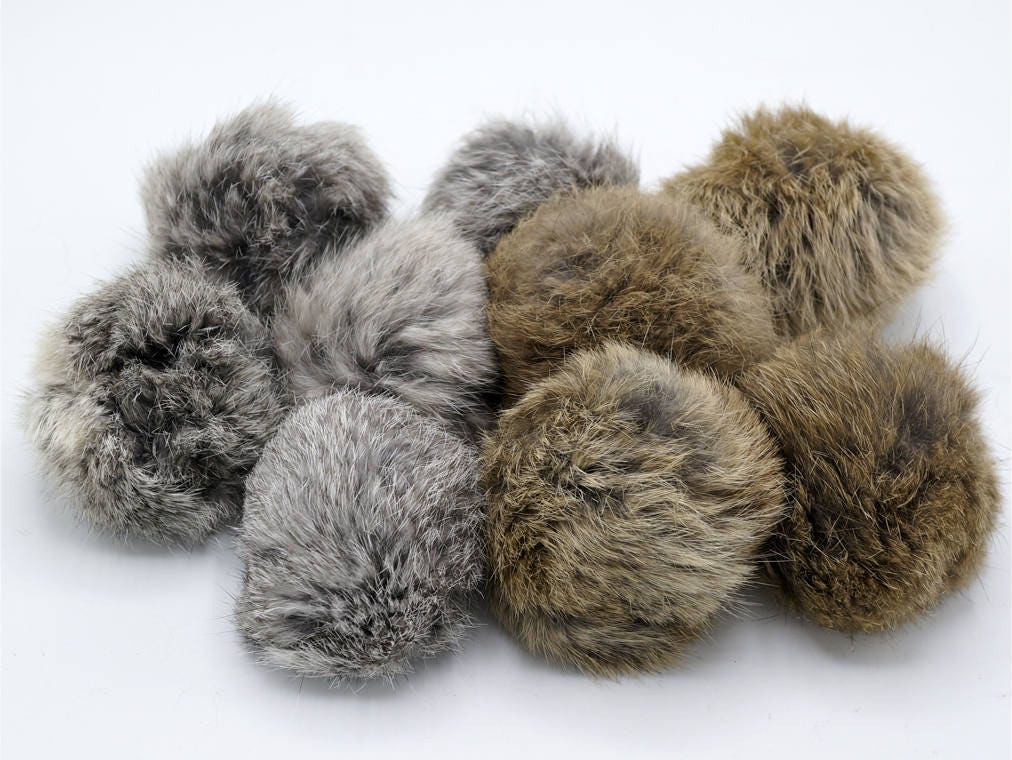 2pcs x 8CM Rabbit Fur Ball DIY Real Rabbit Fur ball Furry | Etsy