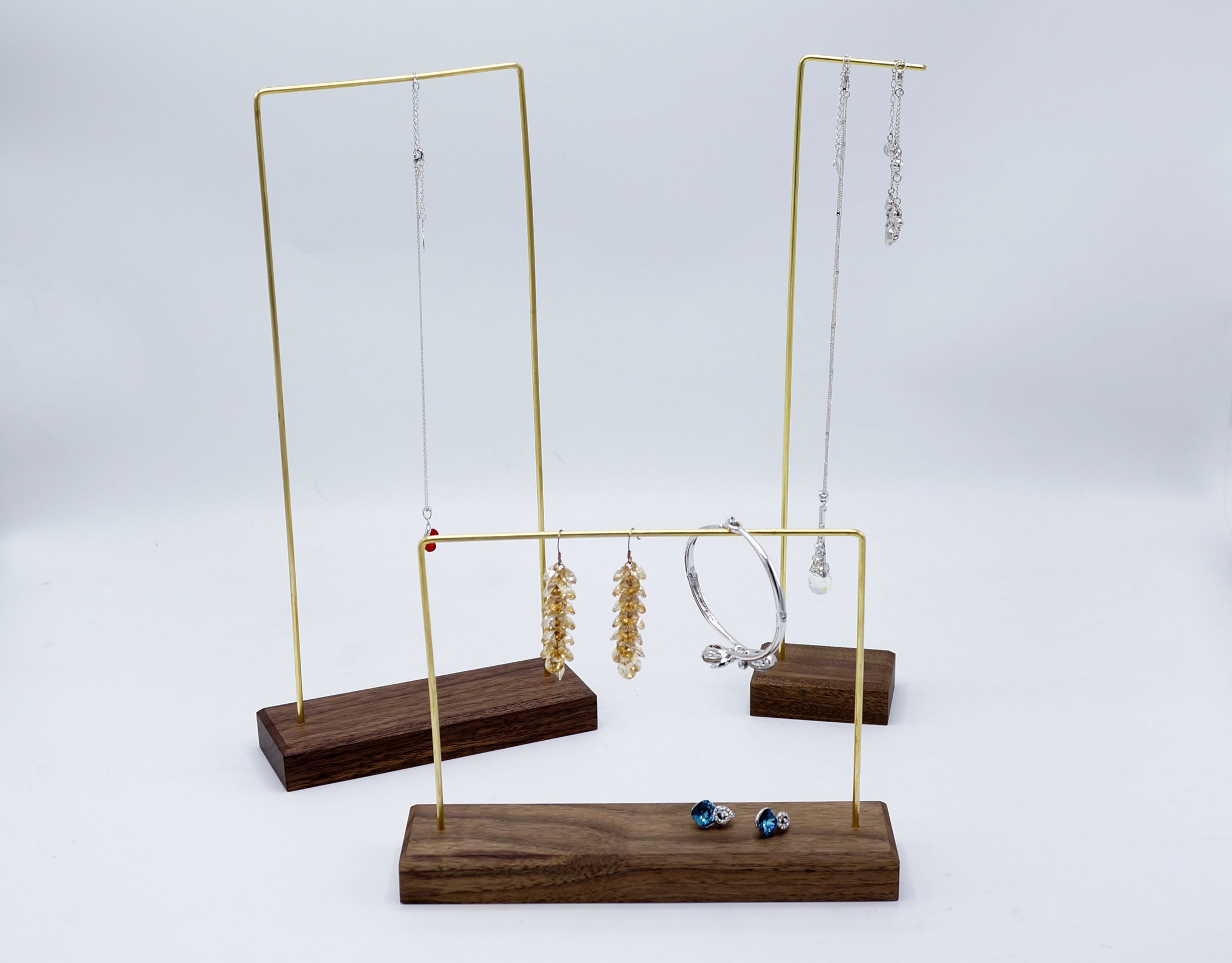 Walnut wood jewelry display wooden jewelry organizer stand | Etsy