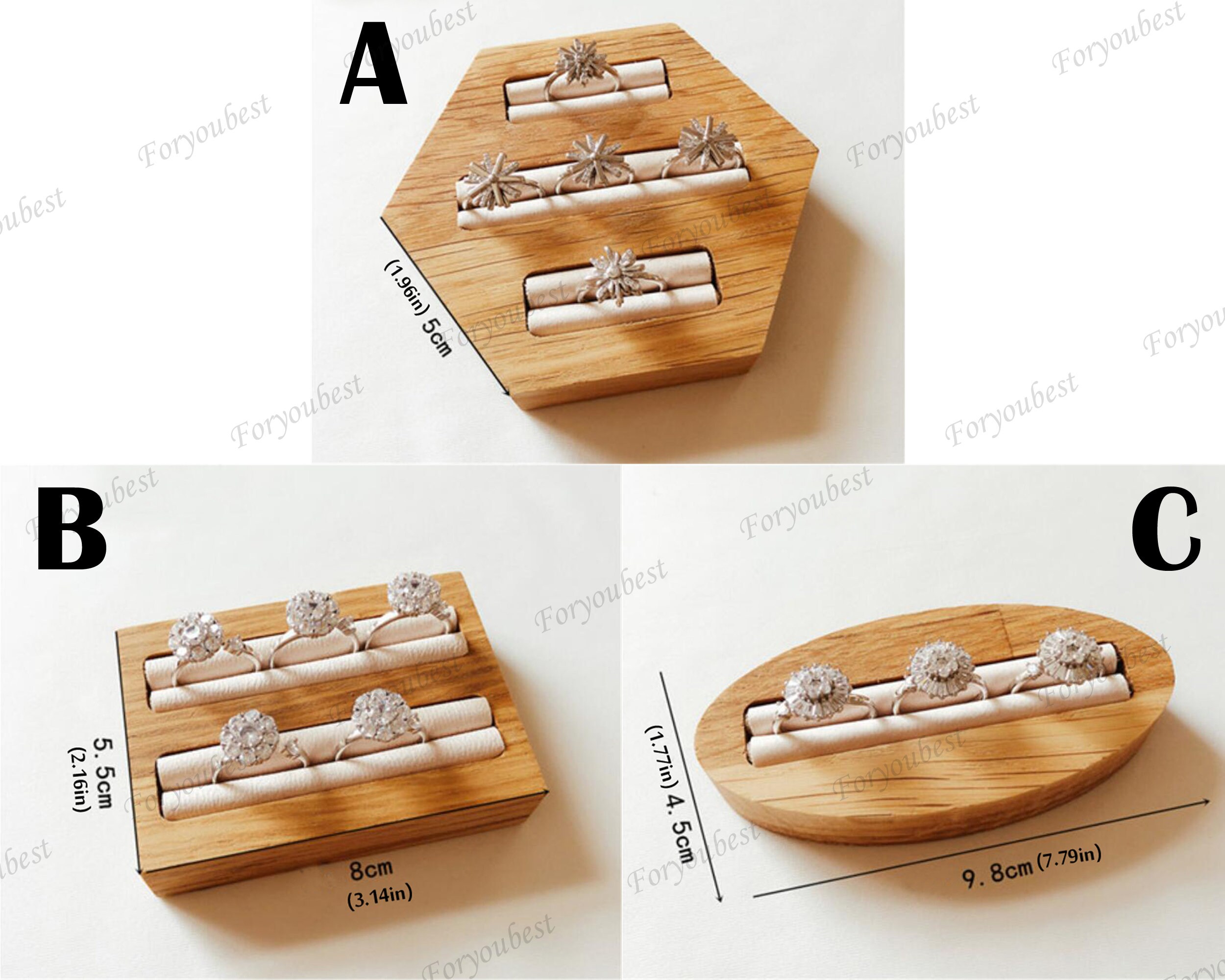 Ash Wood Ring Display, Jewelry Organizer Stand, Ring Stand Holder ...