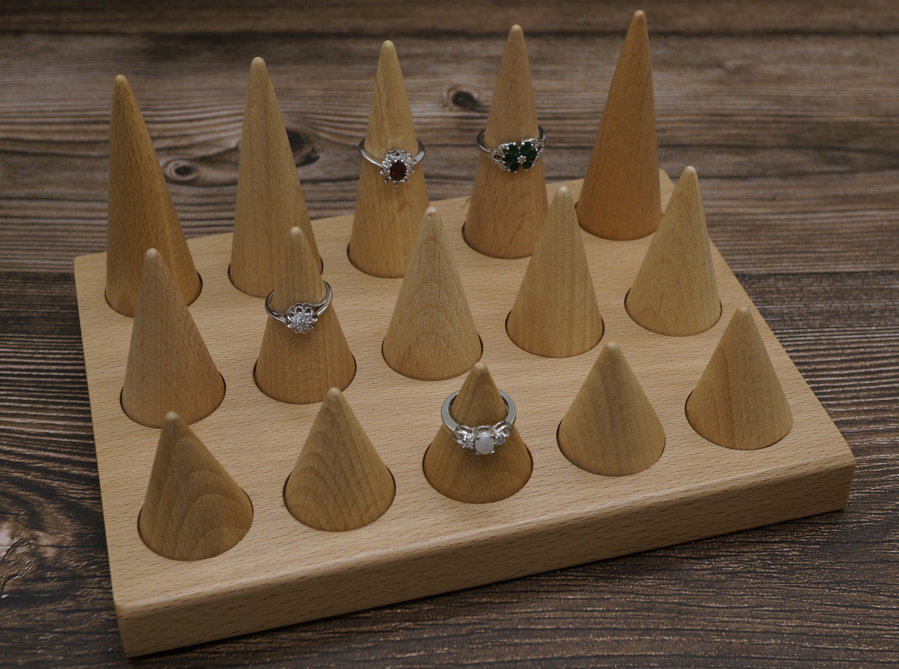 Wood Ring Holder Cone Ring Display Wooden Jewelry Organizer | Etsy