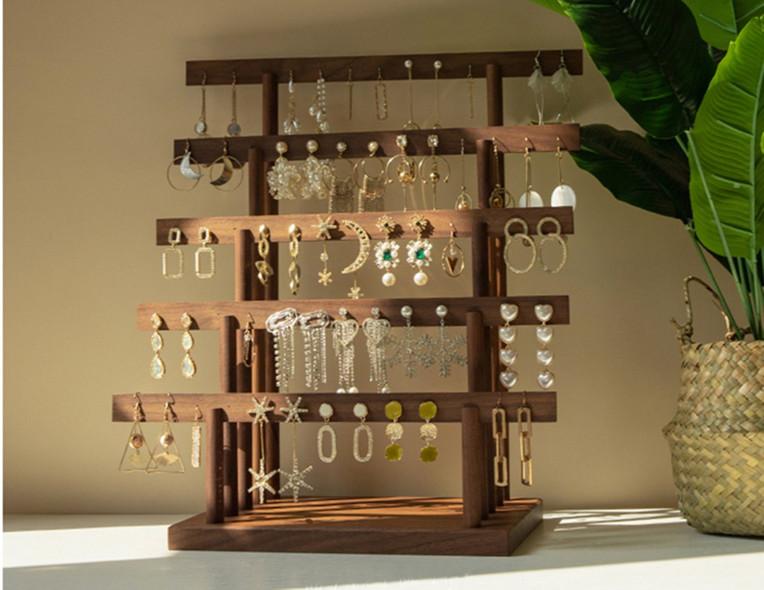 Walnut Earring Display, T-bar Earring Display, Earring Stand, Walnut ...