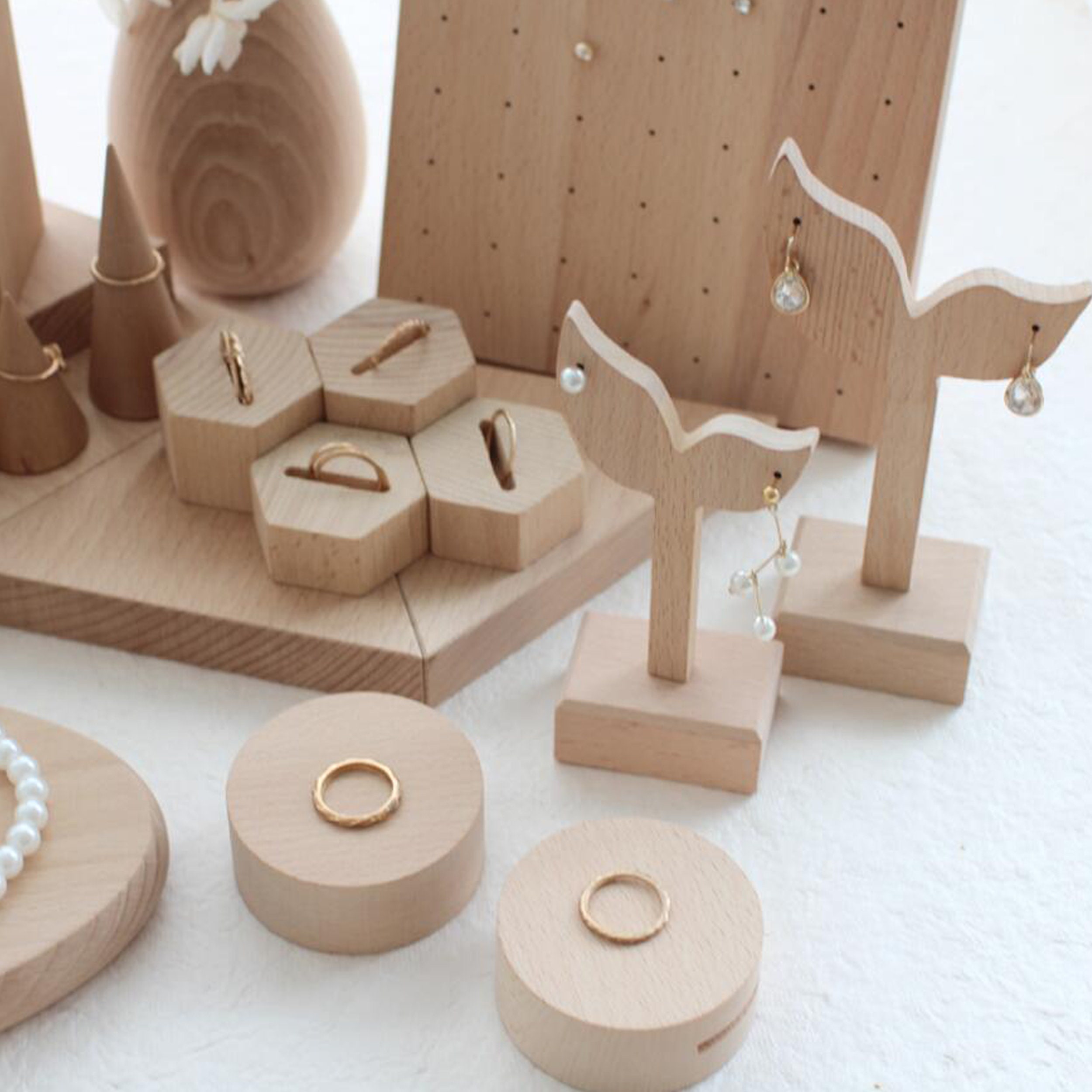 Wood jewelry display beech jewelry organizer wooden jewelry | Etsy