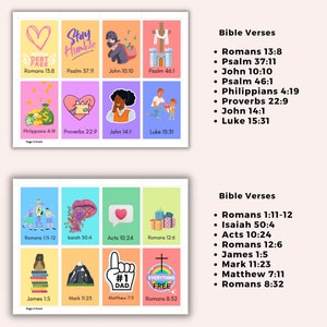 48 Bible Verse Flash Cards With Colorful Illustrations | Bible Verses ...