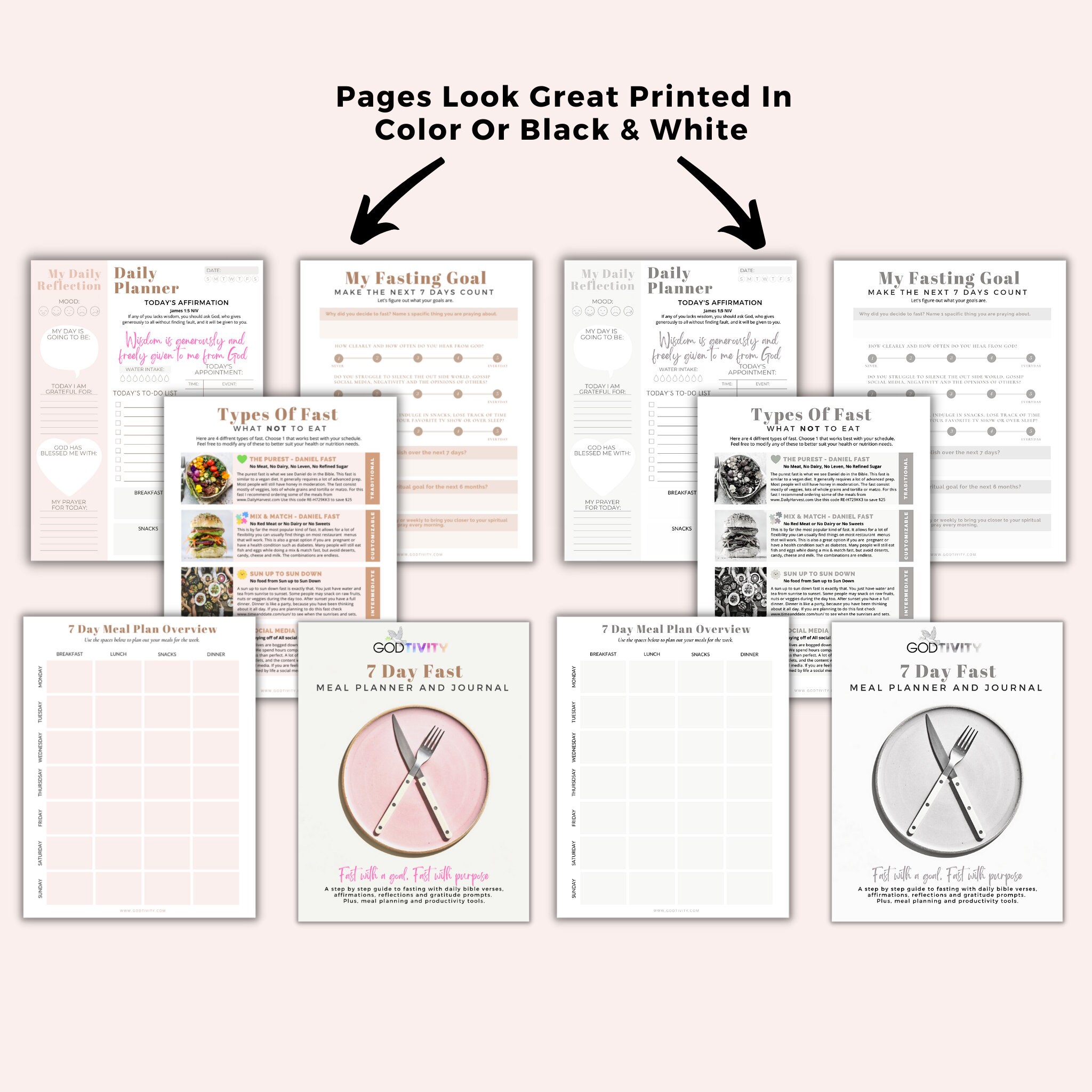 7 Day Christian Fast Meal Planner | Digital Download | Printable Meal ...